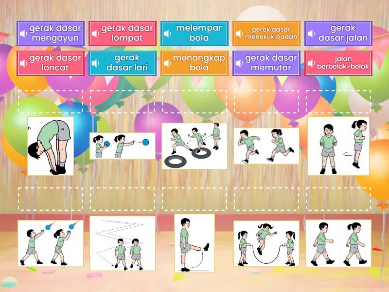 Cocokan Gambar Berikut dengan Nama Jenis Gerak Dasar dalam Olah Raga ...