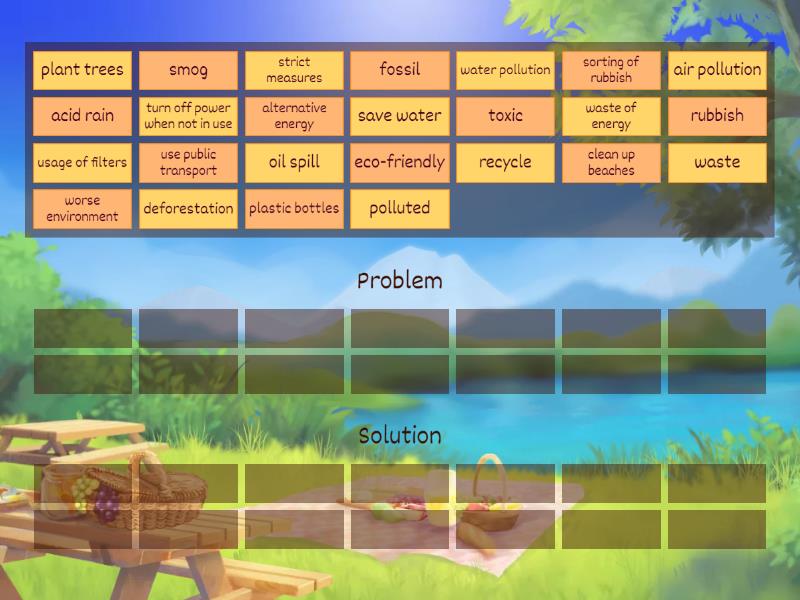 9 grade Environmental problems & Solutions - Classificação em grupos
