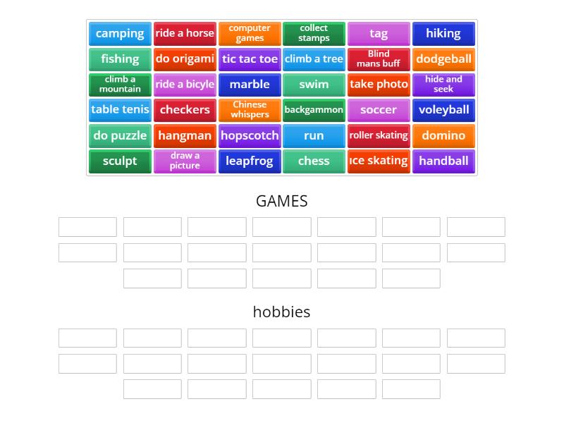 5.sınıf ingilizce 3.ünite games and hobbies - Group sort