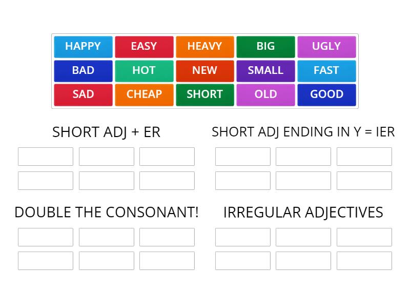 Unit 3 - Comparatives (short adjectives) - Group sort