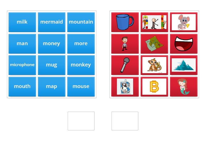 Letter M - Word and picture matching - Make sets