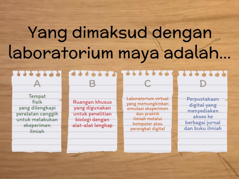 Kuis Pertemuan 1: Pengertian dan Konsep Laboratorium Maya - Quiz