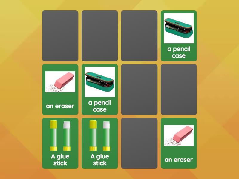 School supplies - Matching pairs