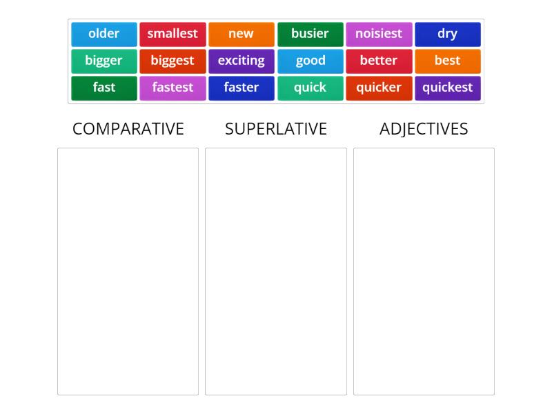 COMPARATIVE AND SUPERLATIVE ADJECTIVES - Categorize