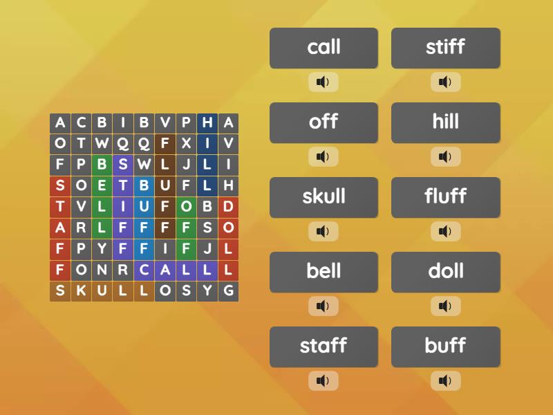 Word Search Floss Rule Words Ending in -ff & -ll - Wordsearch