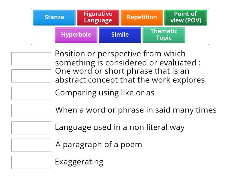 Poetry Vocab - Match up