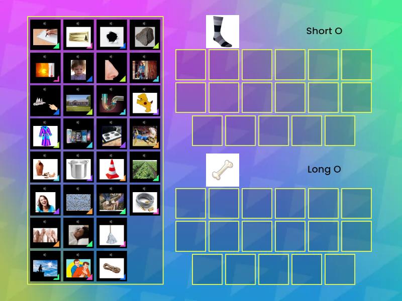 Short O vs Long O (CVCe) - NO WORDS - Group sort