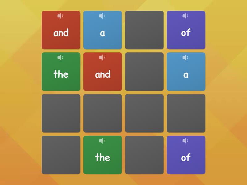 1. Fry Word List 1 - Matching pairs