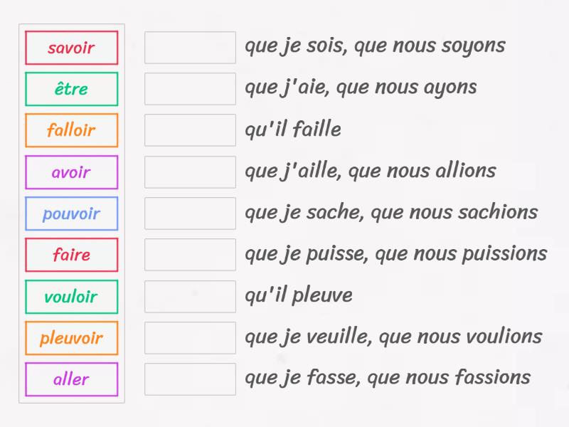 Subjonctif (exceptions) - Match up
