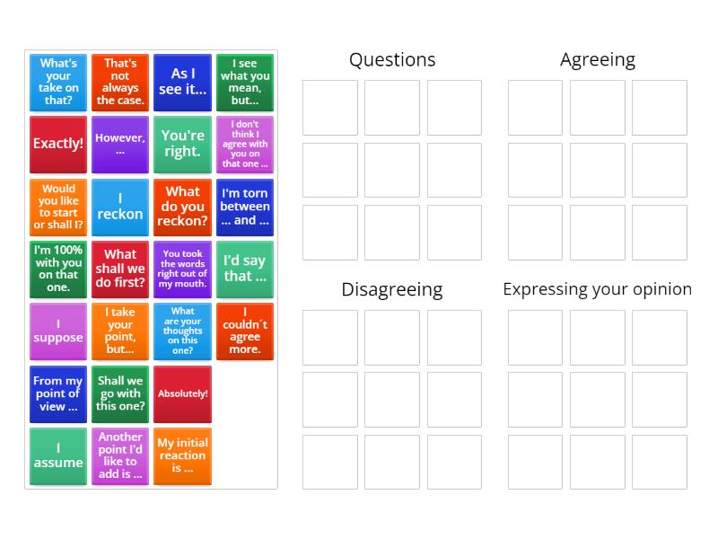 Useful phrases for CAE Speaking Part 3 - Group sort