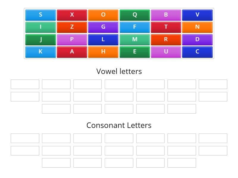 LIfTT - Consonant or Vowel Letter - Sorting task - Group sort