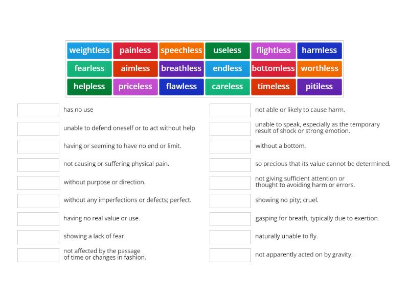 -less suffix definitions - Match up