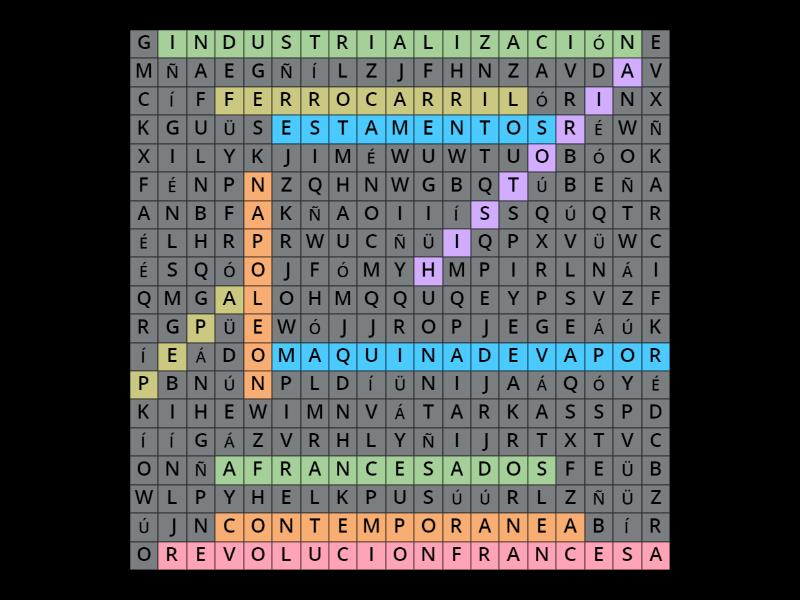 Edad Contemporánea XIX - Sopa de letras