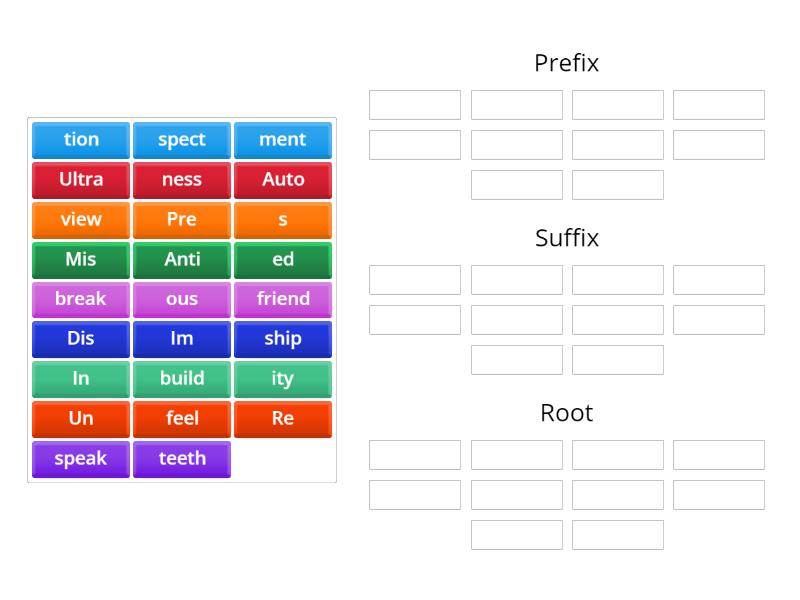 Morphology- Sort the Morphemes - Group sort