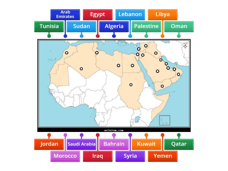 Map of the Arabic Countries - Labelled diagram