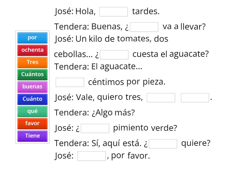 Dialogo De compras - Complete the sentence