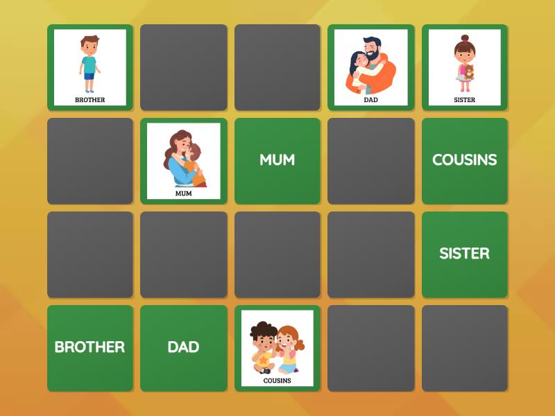 FAMILY MEMBERS - MEMORY GAME - Matching pairs