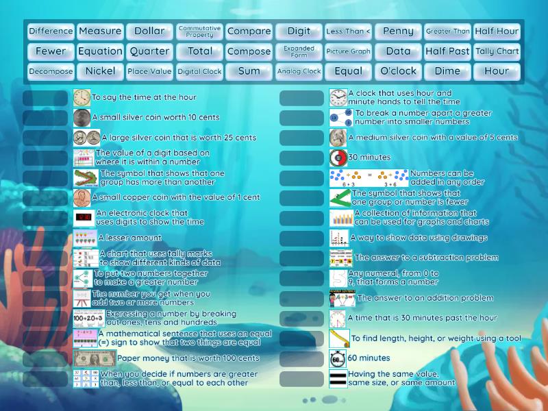 Grade 2 Math Vocabulary - Match up