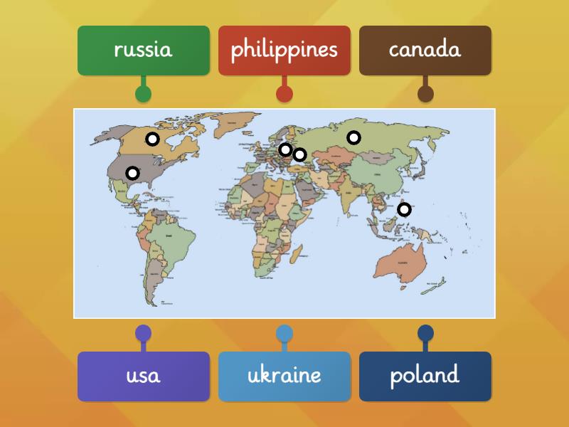 World map - Labelled diagram