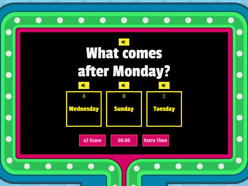 Days of the week quiz - Gameshow quiz