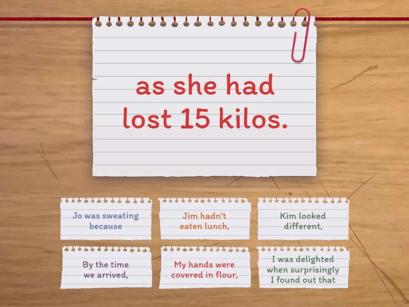 Past Perfect sentence halves - Find the match