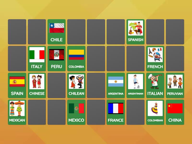 COUNTRIES AND NATIONALITIES 5th - Matching pairs
