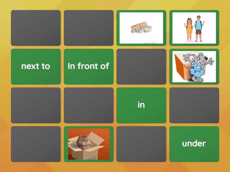 prepositions of place - Matching pairs