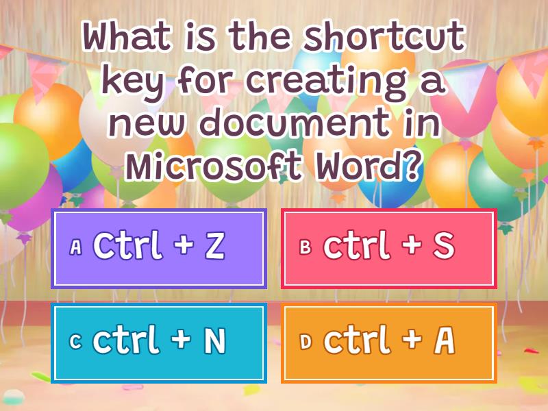 MICROSOFT WORD SHORT CUT KEYS - Questionário
