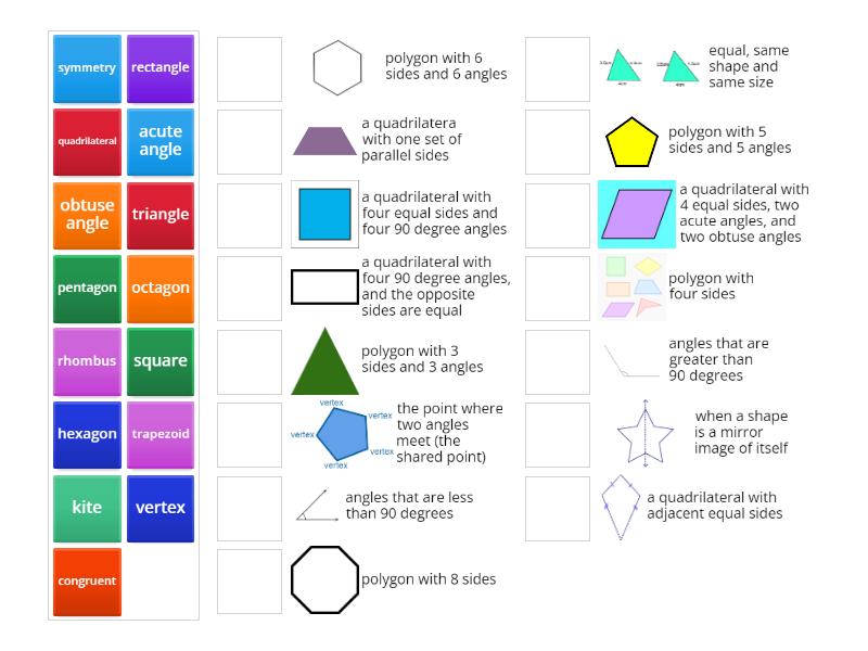 Geometry Vocabulary Practice 2 - Match up