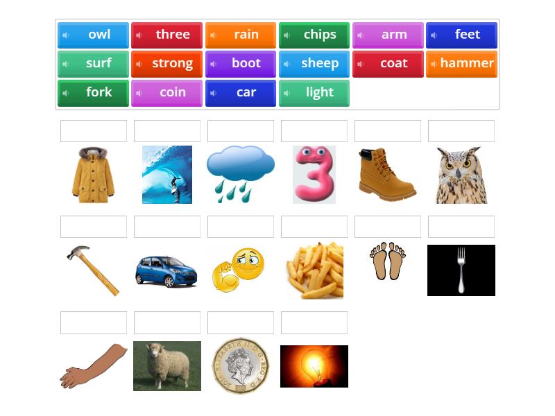 Phonics phase 3 picture word matching game - Match up