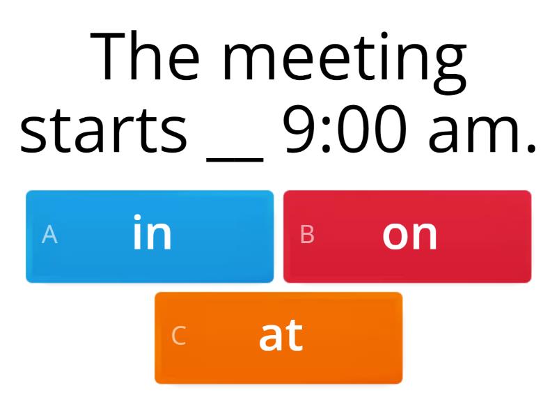 ESL Prepositions of Time - Quiz