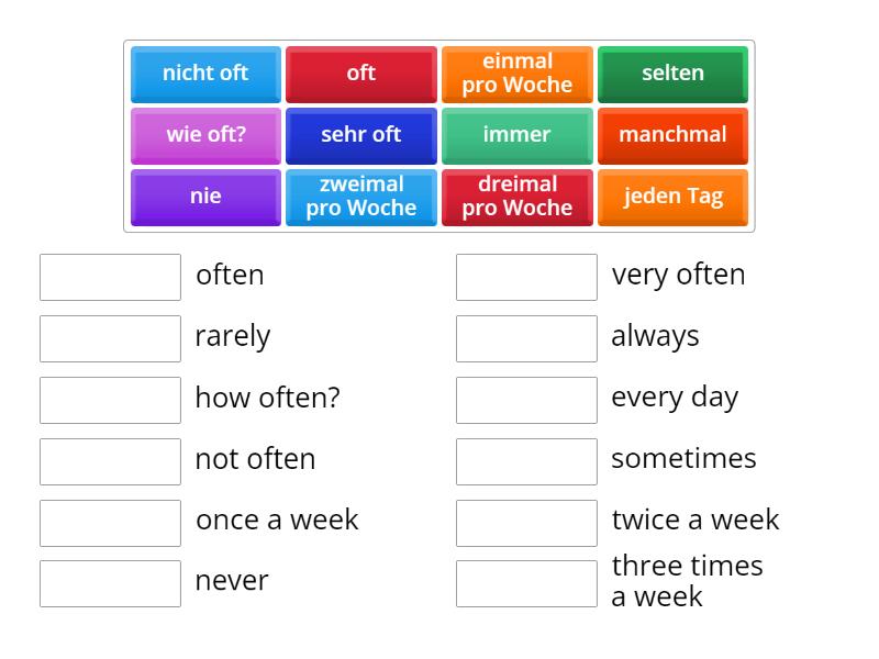 Time Phrases - How Often? - Match up