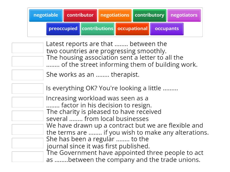CPE Word formation 1 - Une las parejas