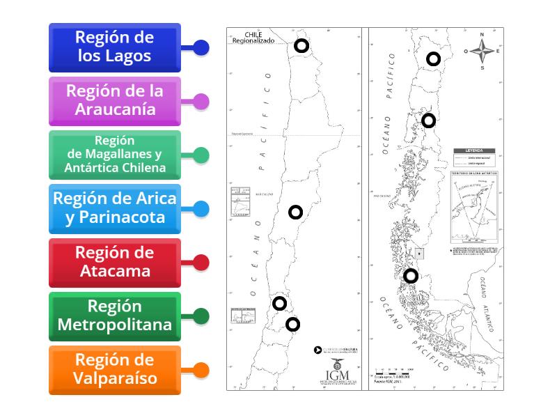 IDENTIFICAR REGIONES EN CHILE - Diagrama con etiquetas