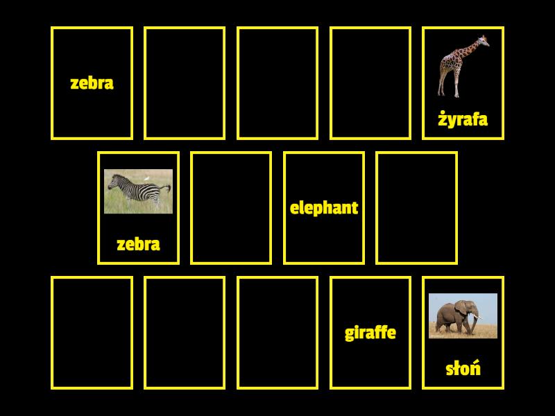 Bugs Team 1 unit 4; safari animals - Matching pairs