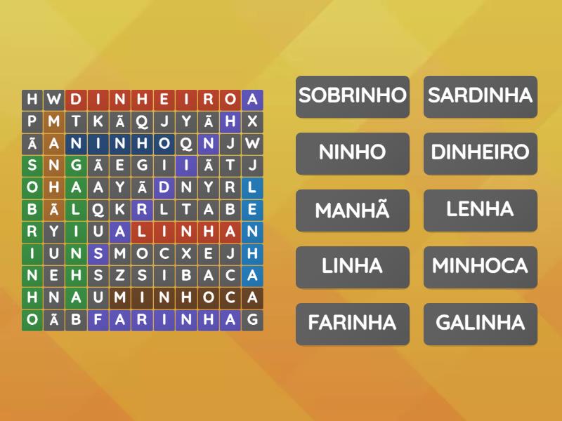 CAÇA PALAVRAS COM NH - Wordsearch