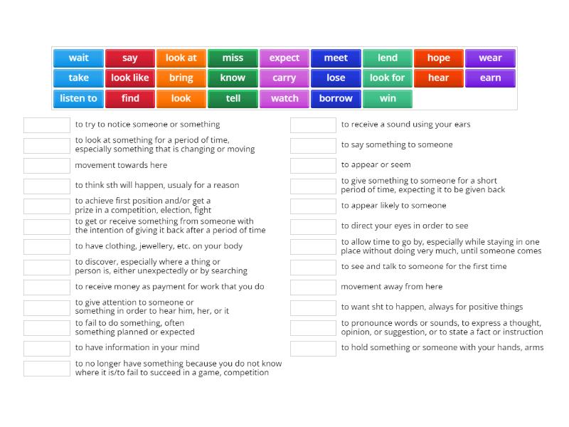 EF A2 unit 8B Confusing verbs - Match up