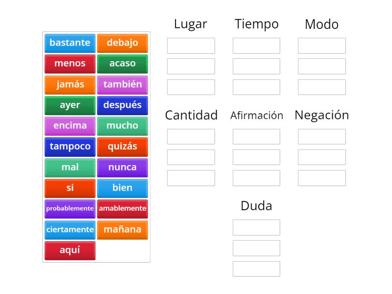 Adverbios - Group sort
