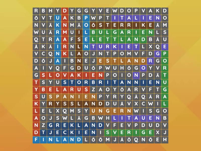 Europa - Wordsearch
