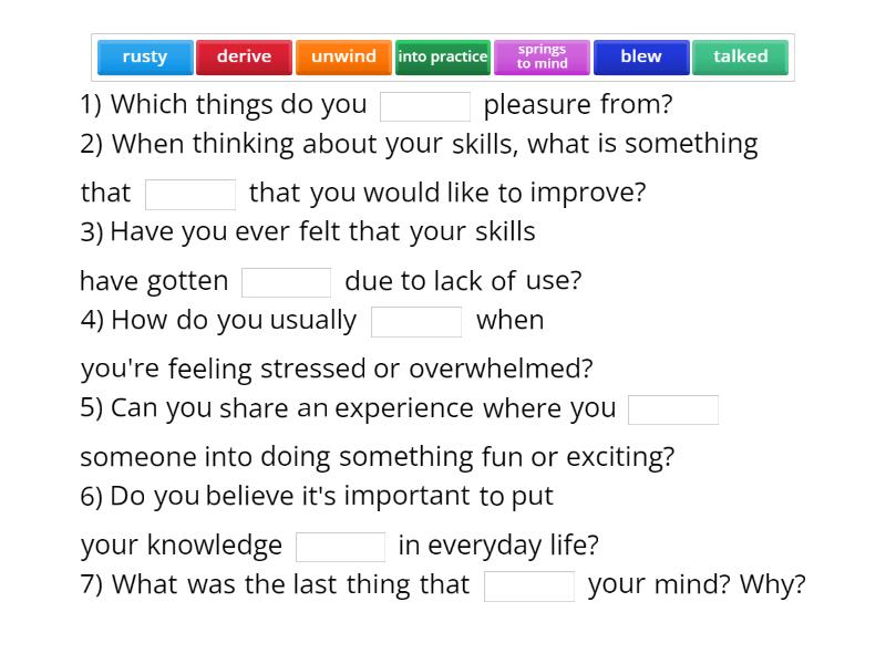 B2+ Revision of vocab - Complete the sentence