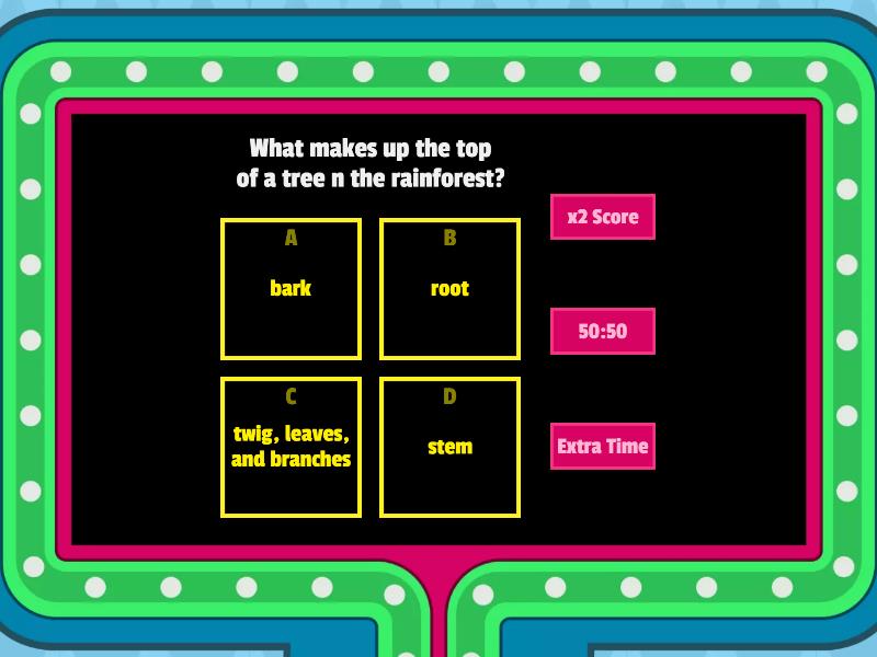 The Rainforest for H. 2nd grade - Gameshow quiz