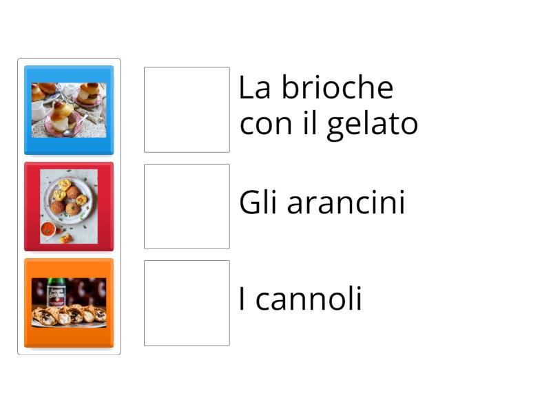 Combina i nomi dei cibi con le immagini - Match up