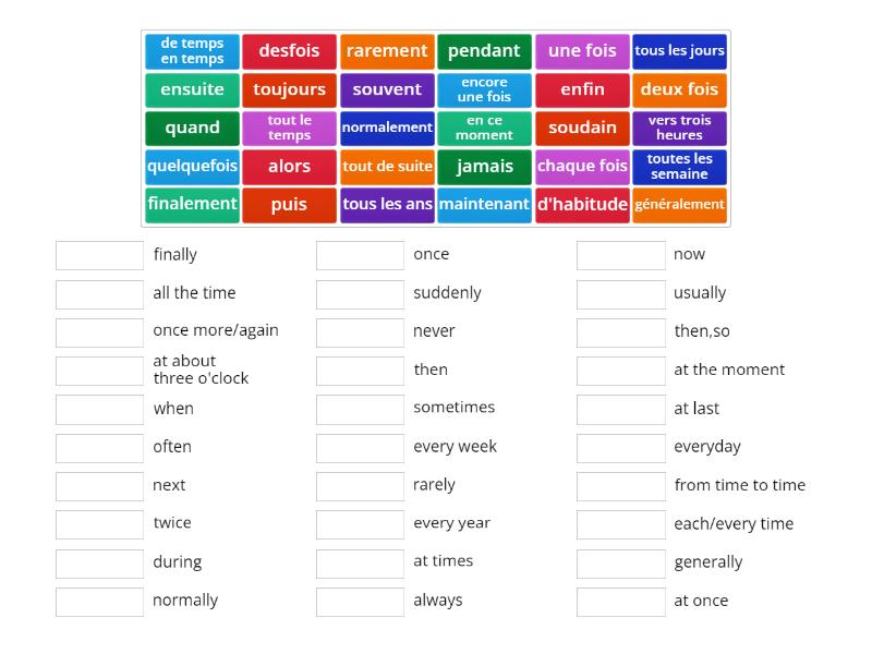 French frequency - Match up