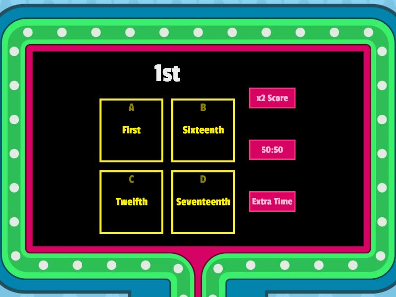 Ordinal Numbers Game Show - Gameshow quiz