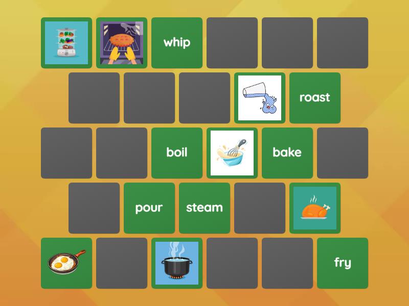 Cooking verbs - review - Matching pairs
