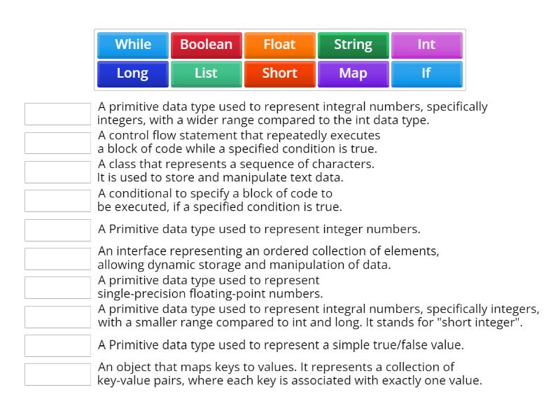 Java Vocabulary Une Las Parejas