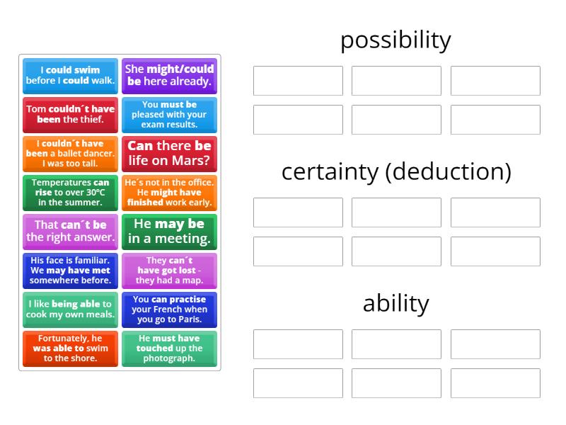 FCE Unit 7 Modal Verbs - Group sort