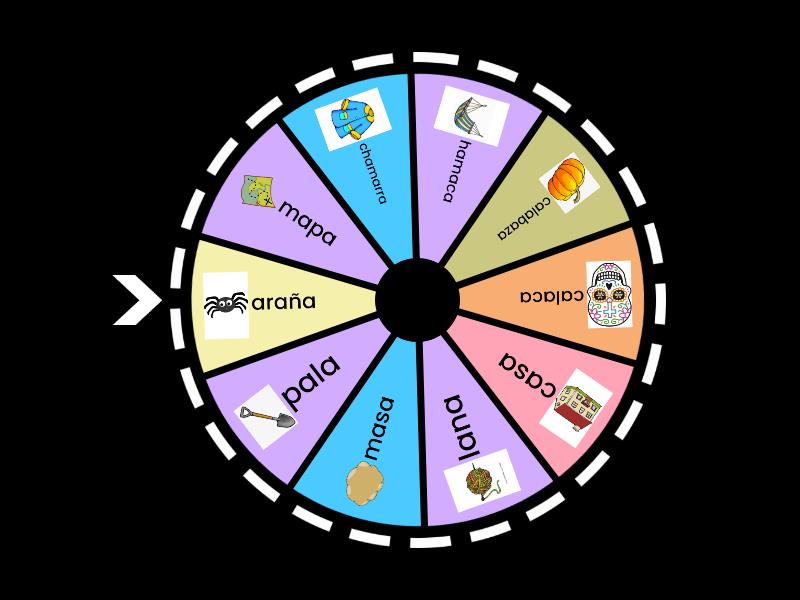 Rueda palabras con "a" - Rueda aleatoria