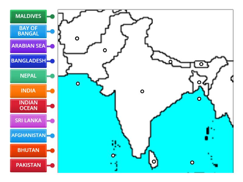 Map of South Asia-VI-GEOGRAPHY - Labelled diagram