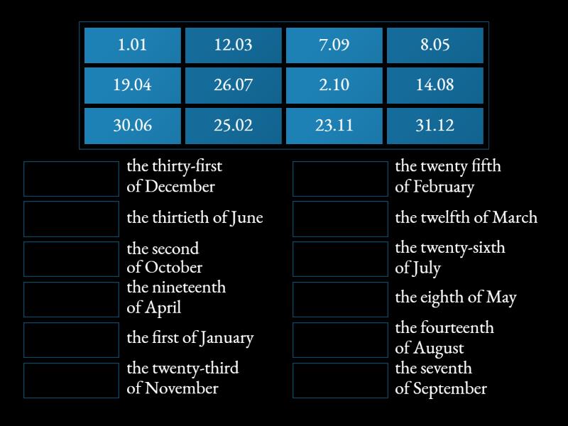 Dates - Match up